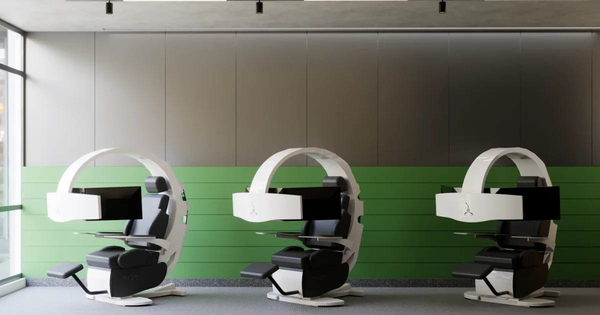 Futuristic Pod Workstations: Corporate Tech Office Design