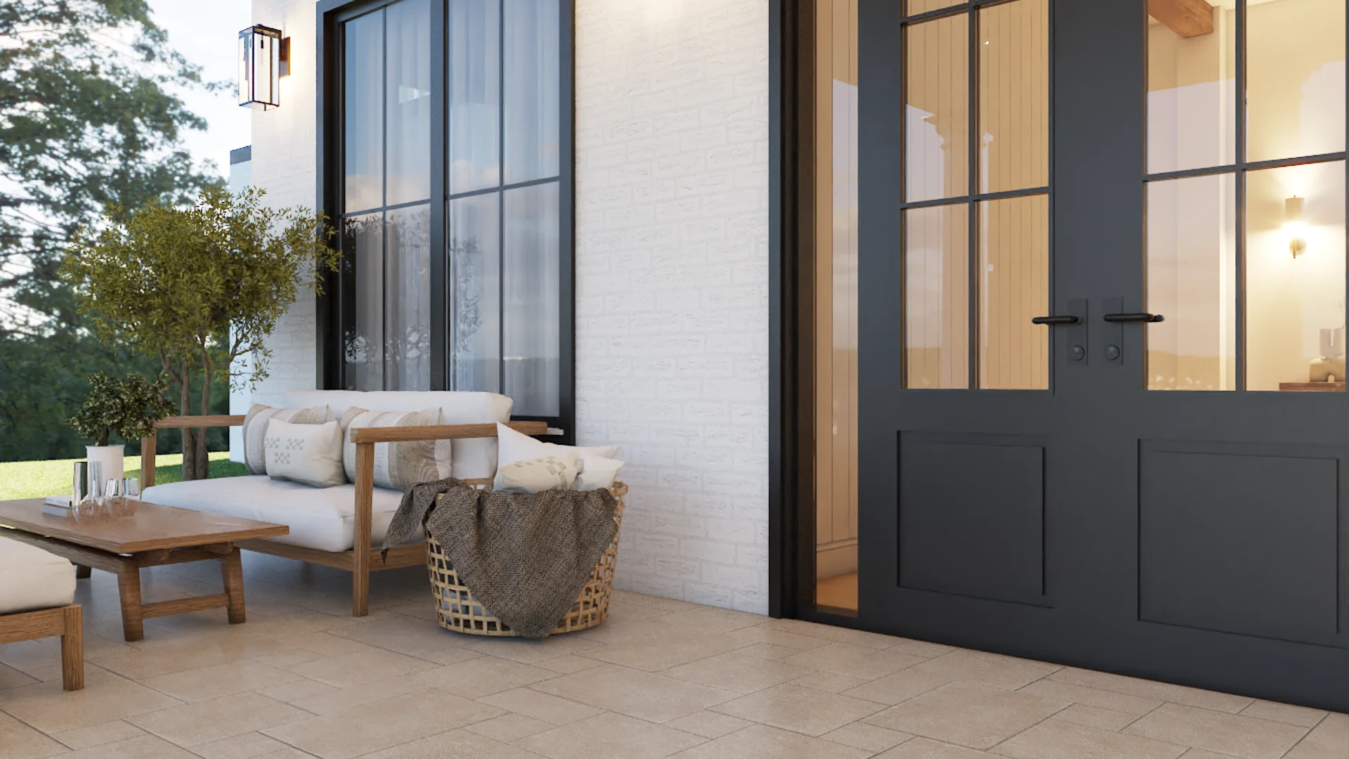 Side Patio with French Doors Teak: Interior Design Ideas